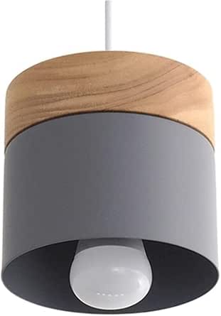 Modern Pendant Light with LED Bulb Wood Small Hanging Lamp E26 Base ...