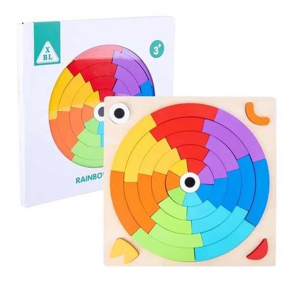 Wooden Rainbow Puzzle with 15 Reference Cards - EKT2693 : Amazon.in ...