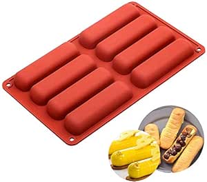 8 Cavity Silicone Mold, Long Strips Eclair Mold for Chocolate Cracker ...