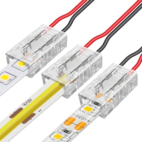 WUISOLQP 10pc 2 Pin COB LED Strip Light Connectors - Unwired Solderless ...