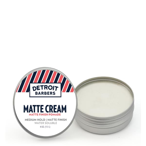 Amazon.com: DETROIT BARBERS Matte Cream Pomade - Medium Hold - Smooth ...