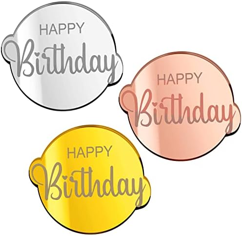 Amazon.com: Blulu 20 Pieces Acrylic Cake Toppers Acrylic Mirror Cupcake ...