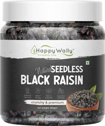 Happy Wally Fresh and Healthy Dry Fruit Afghani Seedless Black Raisins ...