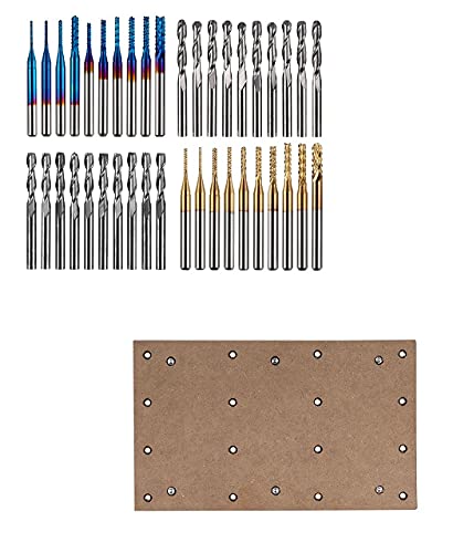 Genmitsu 40pcs End Mills CNC Router Bits + MDF Spoilboard for 3018 ...