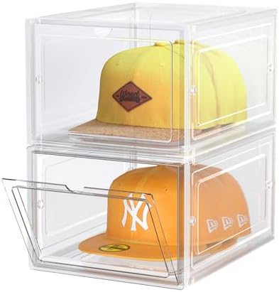 Amazon.com - SCAVATA Hat Organizer Box, Stackable Clear Baseball Caps ...