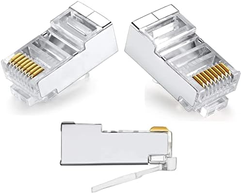 FEDUS 50 Pcs RJ45 STP Connector Cat5,Cat5E,Cat6,Shielded RJ45 Nickel ...