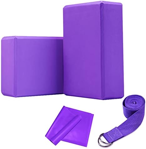 2 Pack Yoga Block & 1 Yoga Strap & 1 Resistance Band High Density EVA ...