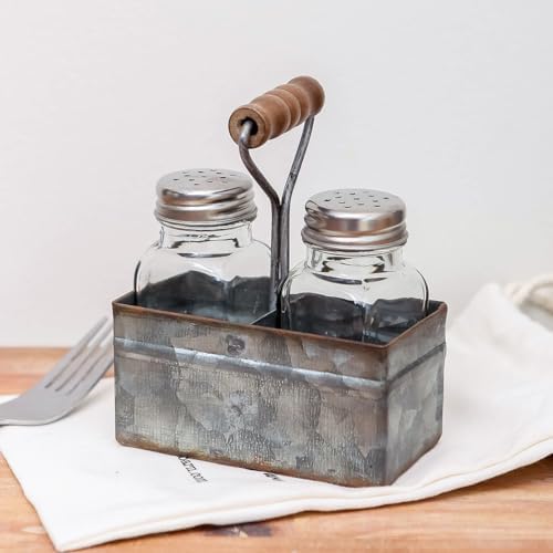 Amazon.com: Synovana Salt and Pepper Shakers Set with Holder, Rustic ...