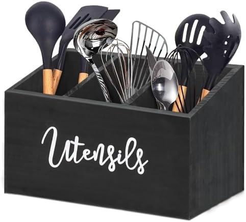 Amazon.com: AuldHome Design Large Enamelware Utensil Holder, White ...