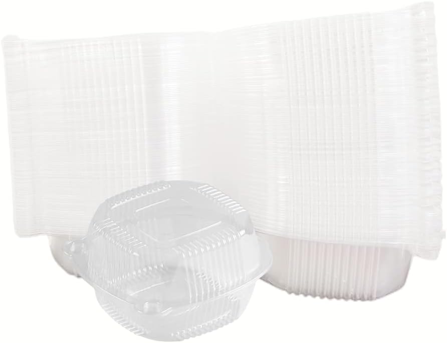 Amazon.com: 100 Pcs Clear Hinged Plastic Containers,3-3/4X3-3/4 X2-1/2 ...