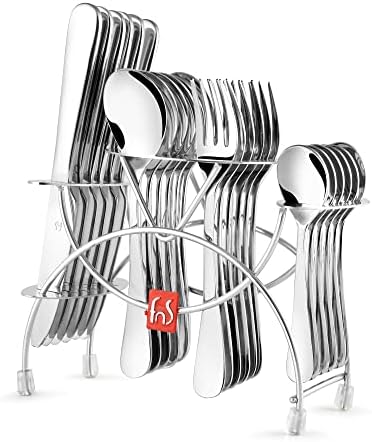 FnS Victoria Stainless Steel 24 PCs Cutlery Set with Cutlery Stand (6 ...