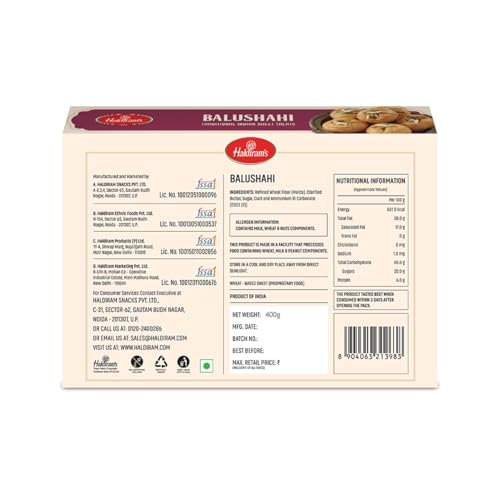Haldiram's Balushahi 400g |Traditional Indian Sweets | Balushahi Sweet ...