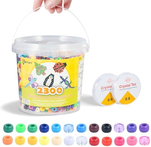 Amazon.com: Pony Beads, 1,900 pcs 9mm Pony Beads Set in 24 Colors with ...