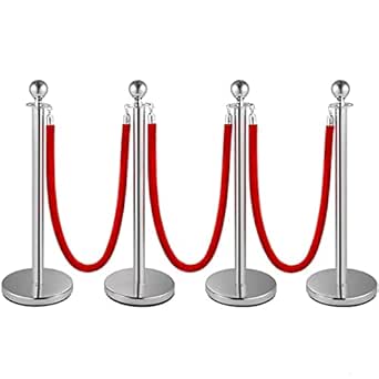 HaTur Stainless Steel Stanchion Post with Red Velvet Rope, Crowd ...