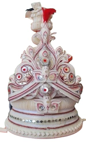 Bengal Handicraft natural Shola biyer Topor and Mukut for Bengali Hindu ...