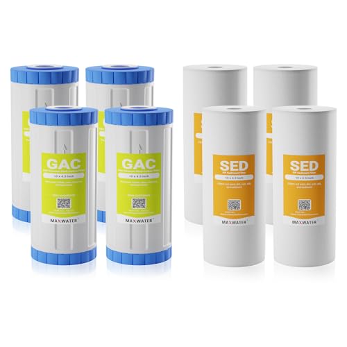 (8 Pack) 10" BB Whole House Water Filters GAC Carbon & Melt Blown ...