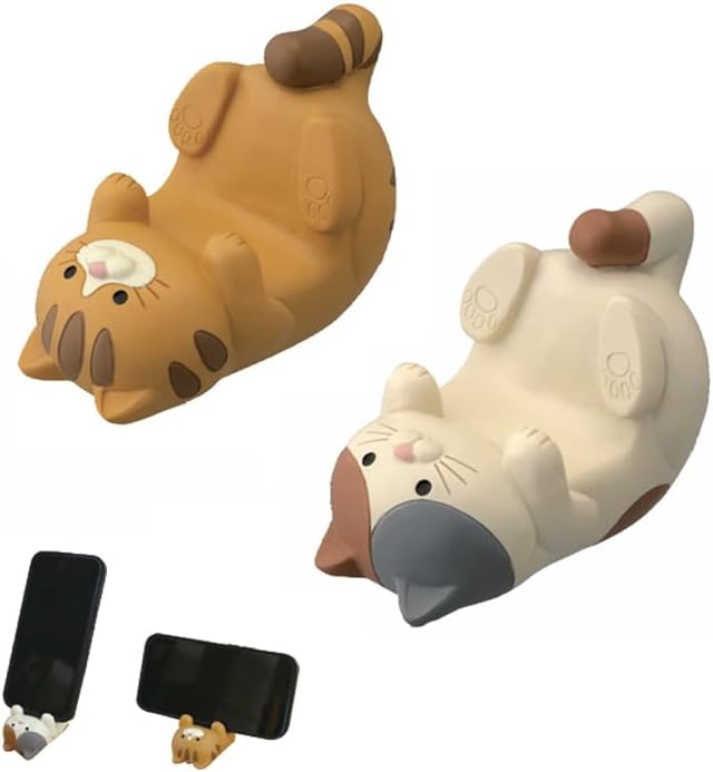 Amazon.com: 2pcs Cute Cat Phone Holder, Resin Creative Cartoon Cat ...
