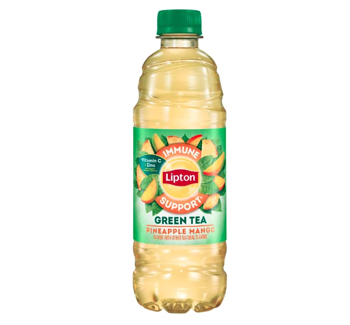 Lipton Botella de plástico de té verde helado de piña y mango de 16.9 ...