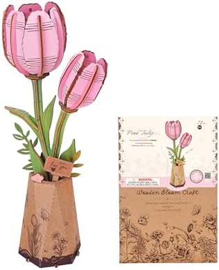 Amazon.com: Wowood 3D Flower Wooden Puzzles for Adults-Pink Tulip, DIY ...