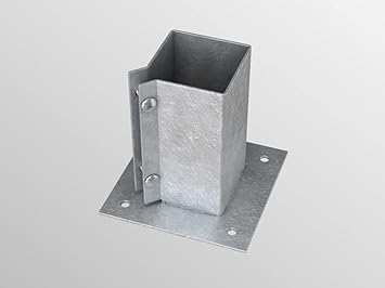 BPC Fixings Powapost Galvanised Bolt Down Post Shoe 2-Piece Set, 100 mm ...