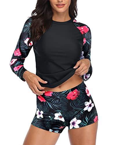 Snapklik.com : Daci Women Green Leaf Flower Two Piece Rash Guard Long ...