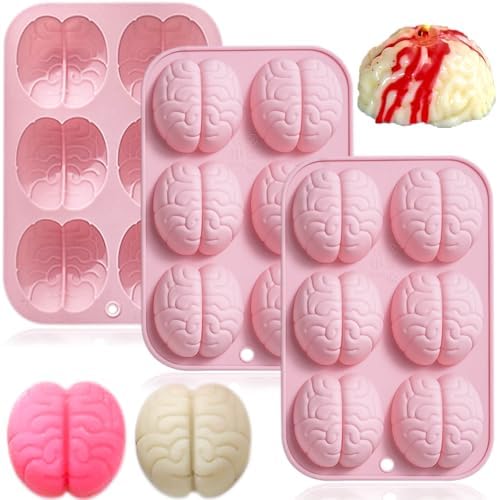 Amazon.com: 3 Pack Halloween Silicone Brain Mold, Halloween Brain ...