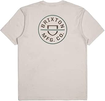 Amazon.com: Brixton Men's Crest II S/S Standard Tee Cream/Dark Earth ...