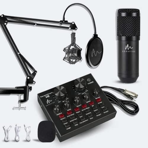 DIGIMORE Professional Condenser Microphone Kit with Audio Interface for Podcasting Live ...