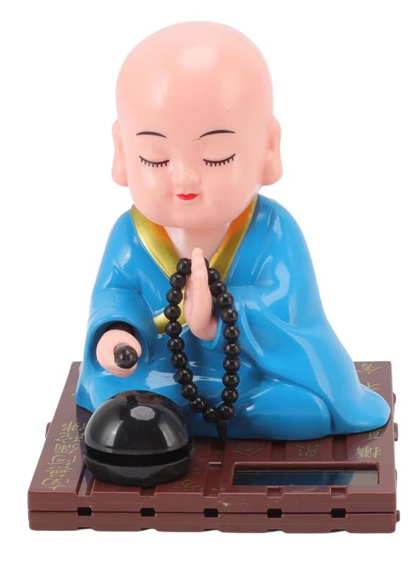 Buy TIOG Cute Little Monk Figurine, Solar Powered Automatic Nodding ...