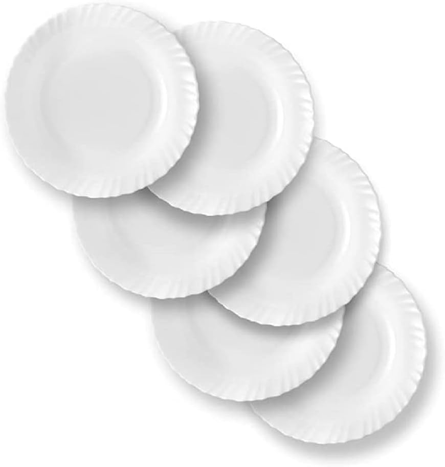 Buy Larah By Borosil Brand Logo Opalware 6 Pieces Plate Set, White ...