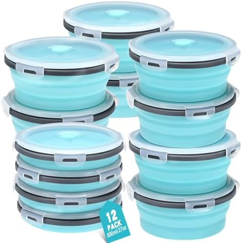Amazon.com: Mifoci 12 Pcs Collapsible Food Container 41 oz Silicone ...