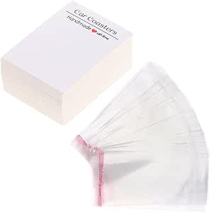 Amazon.com: diyhub 100Pcs Car Coaster Packaging Set, White Car Coaster ...