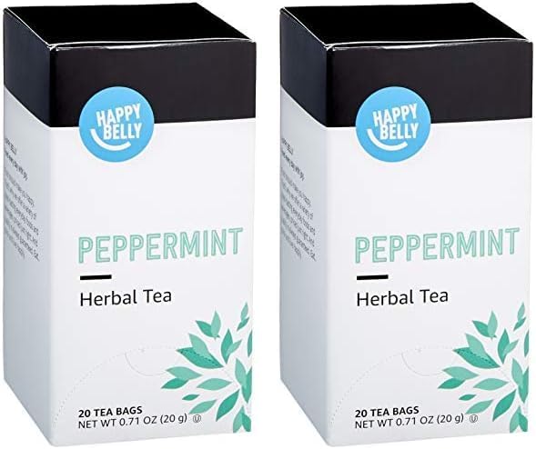 Amazon.com: Amazon Brand, Happy Belly Peppermint Herbal Tea Bags, 20 ...
