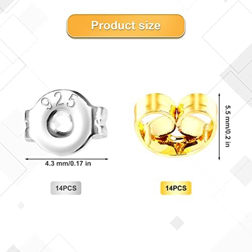 28Pcs Earring Backs, 14 Pairs Earring Backs for Studs Screw on Ear ...