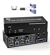 Amazon.com: KVM Switch 3 Monitors 2 Computers Share 1000Mbps Ethernet ...