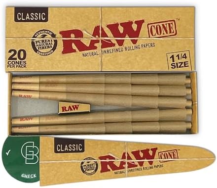 Amazon.com: RAW Cones 1 1/4 Size: 20 Pack - Patented Slow Burning Pre ...