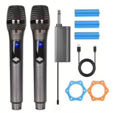 kh UHF Wireless Microphone System Kit - Portable Professional Cordless ...