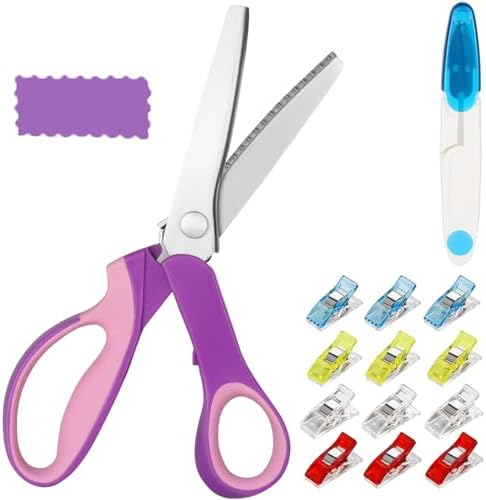 Pinking Shears Set for Fabric Cutting, 9.4Inch Zig Zag Seeing Scissors ...