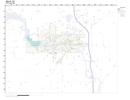 ZIP Code Wall Map of Merrill, WI ZIP Code Map Laminated: Amazon.com ...