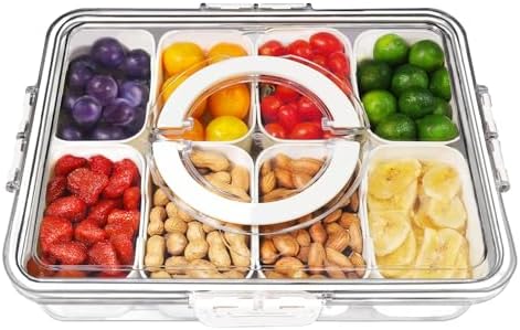 Amazon.com: Dimber Divided Serving Tray with Lid and Handle, Snackle ...
