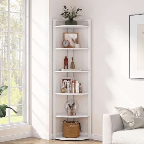Amazon.com: FATORRI Tall Corner Shelf, 5 Tier Modern Corner Bookshelf ...