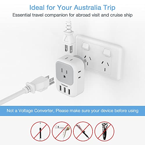 Snapklik.com : Australia Power Plug Adapter 2 Pack, TESSAN US To New ...
