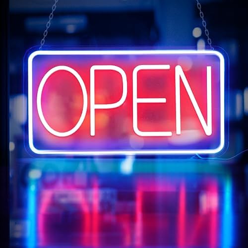 Amazon.com : LED Neon Open Sign, 16.5"x 9" Business Hour Sign, Powered by USB with Switch, LED ...