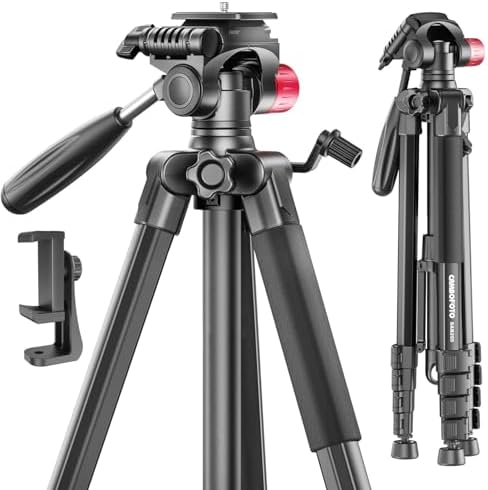 CAMBOFOTO 74"-Camera-Tripod, Porfessional Aluminum Heavy Duty Vlog ...