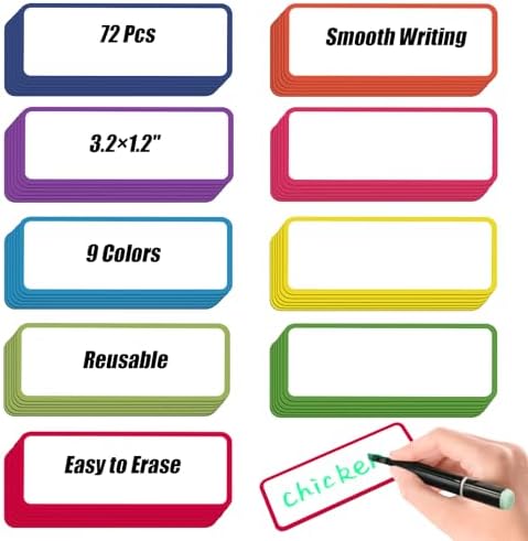 Amazon.com : 72 Pcs Dry Erase Magnetic Labels, 3.2 × 1.2" Magnetic Name ...