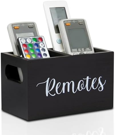 Amazon.com: Black Wooden Remote Control Holder for Table, TV Remote ...