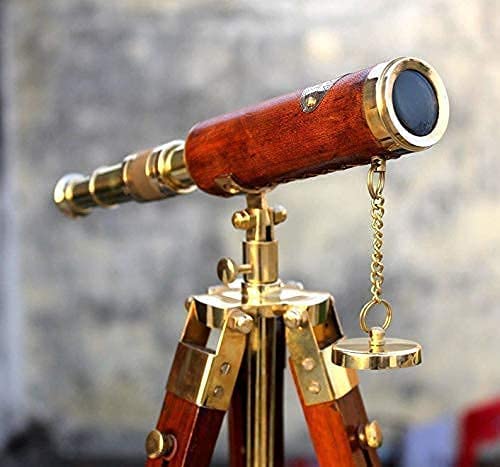 Campus Golden Export Brown Antique Leather Finish Brass Telescope with ...