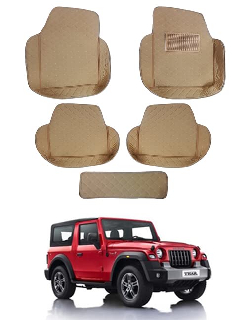 MATIES Waterproof & Luxury 6D Beige Leatherite Universal Bucket Car Mat ...
