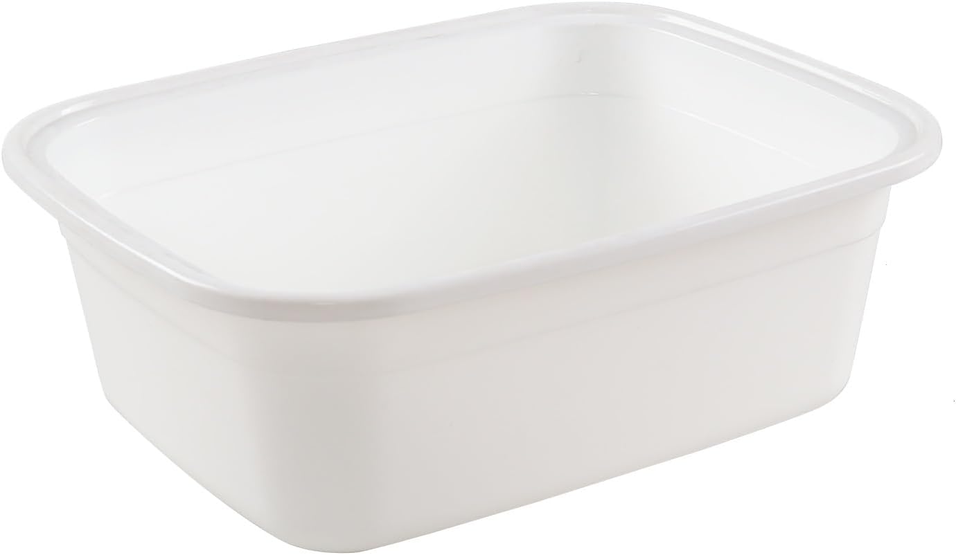 Yesdate Set of 4 Plastic Wash Basin Rectangle, White Washing up Bowl ...
