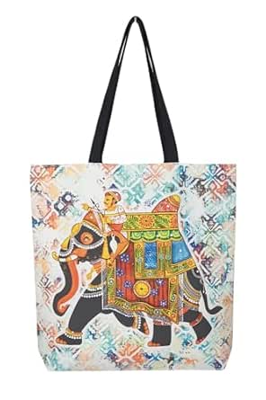 Buy AAYAN BAGS Canvas Tote Bag with Decorative Indian Folk Art Print ...